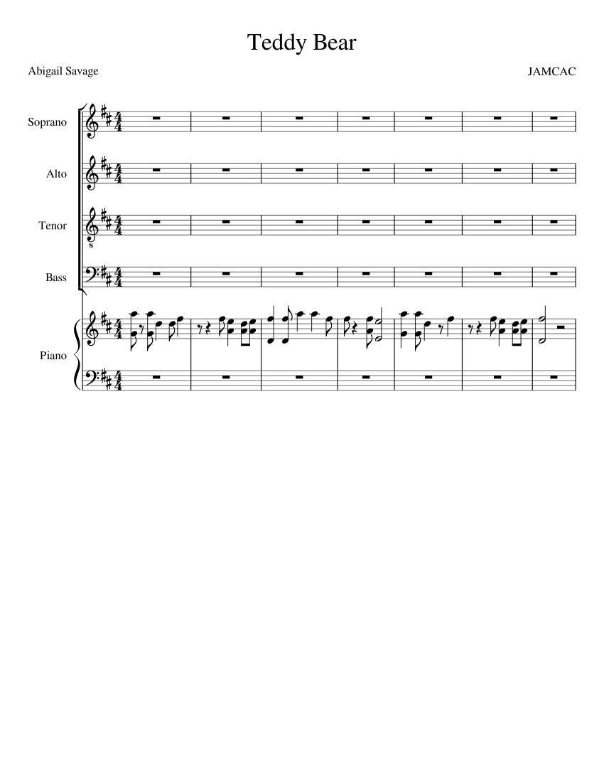 Teddy Bear Sheet music for Piano, Soprano, Alto, Tenor & more ...