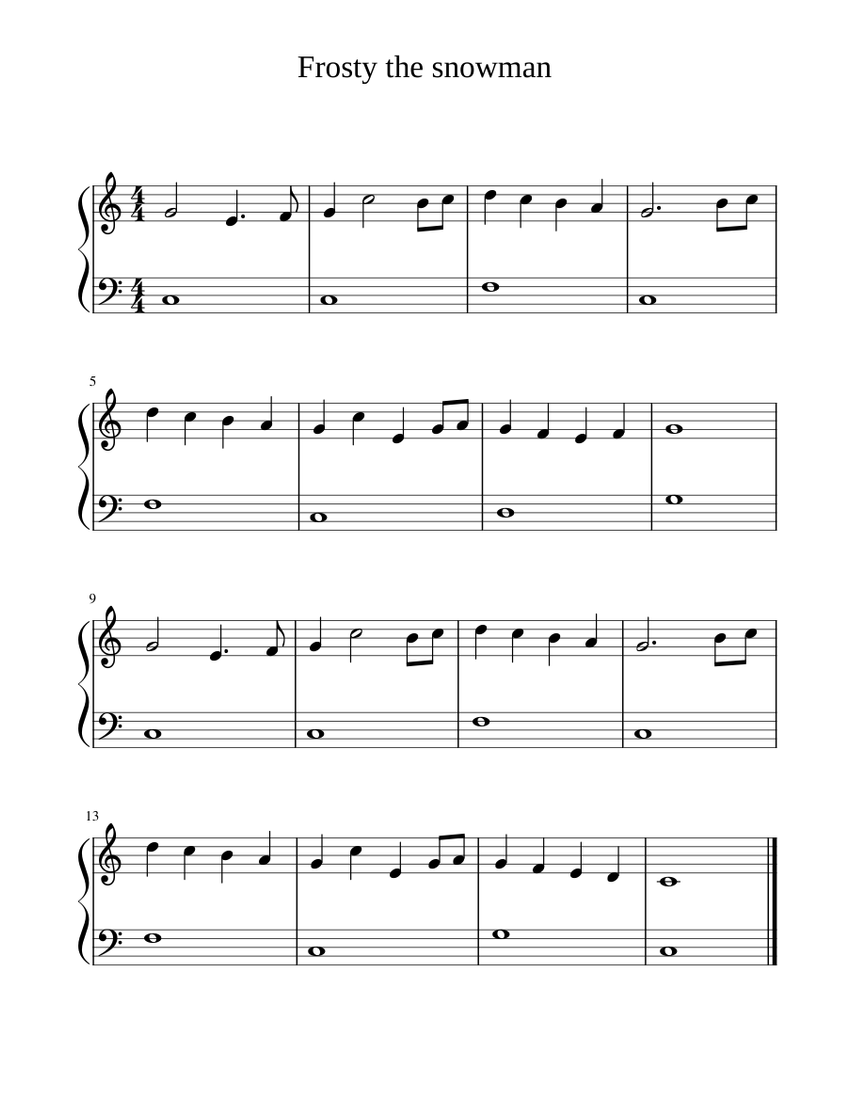 Frosty the Snowman Sheet music for Piano (Solo) | Musescore.com