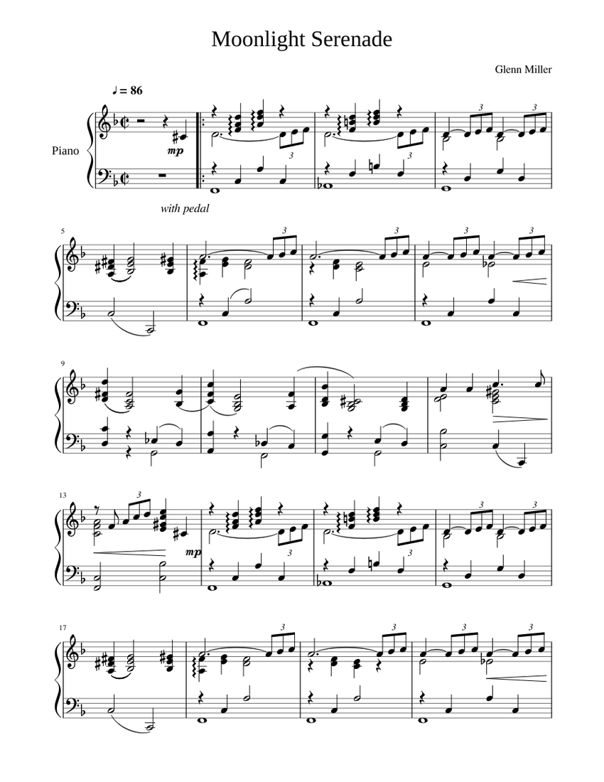 Moonlight Serenade Sheet Music for Piano (Solo) | MuseScore.com