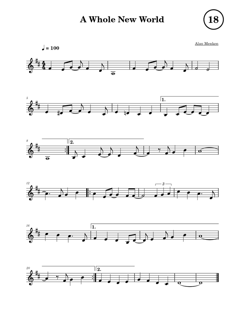 A Whole New World – Alan Menken A Whole New World - violin Sheet music for Piano (Solo ...