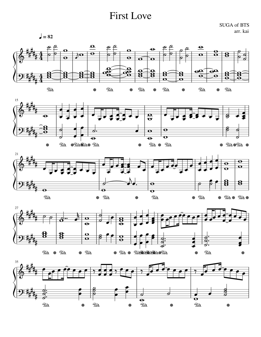 First Love – BTS Sheet Music for Piano (Solo) | MuseScore.com