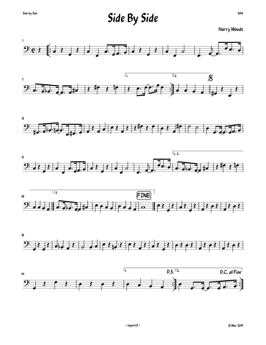 Side By Side Bas Sheet music for Bass voice (Solo) | Musescore.com