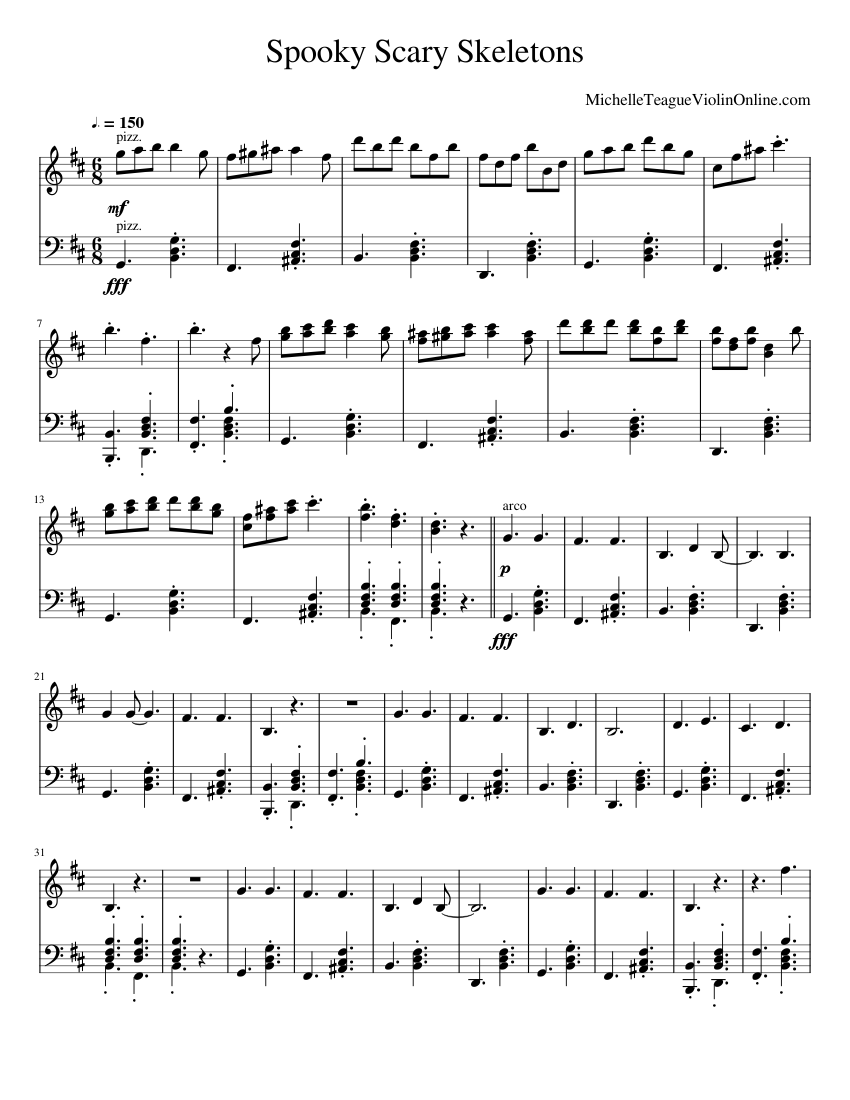 Spooky_Scary_Skeletons violin Sheet Music for Violin (Solo) | MuseScore.com