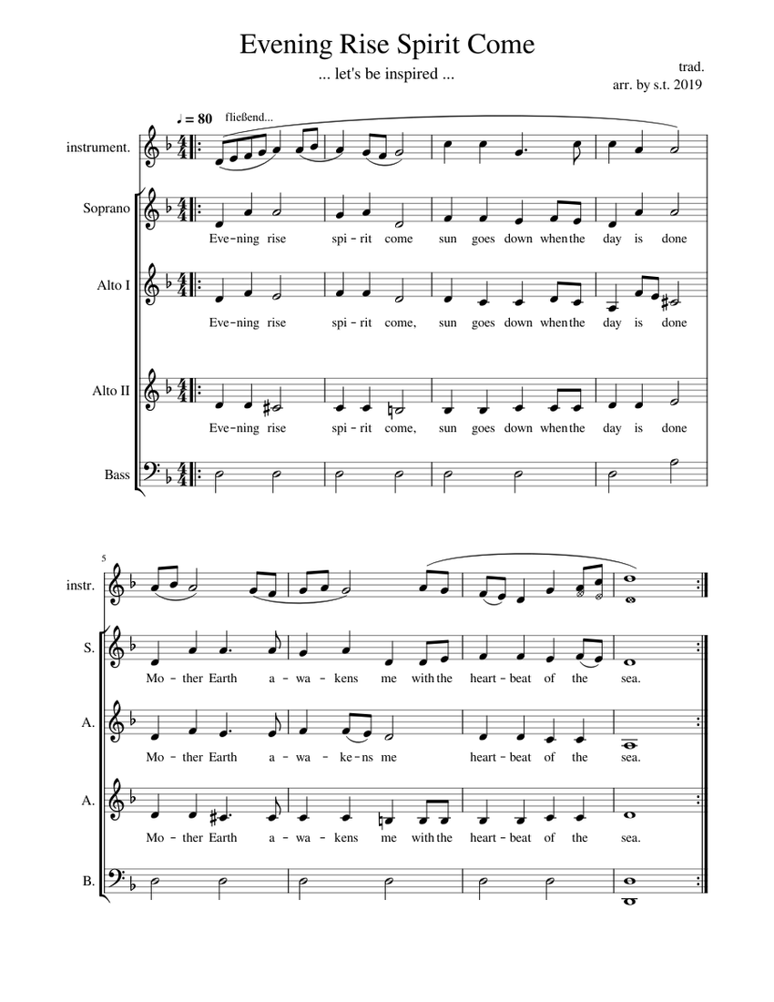 Evening Rise_ choir_ transp d-minor 2019_11 (bass ostinato) Sheet music ...