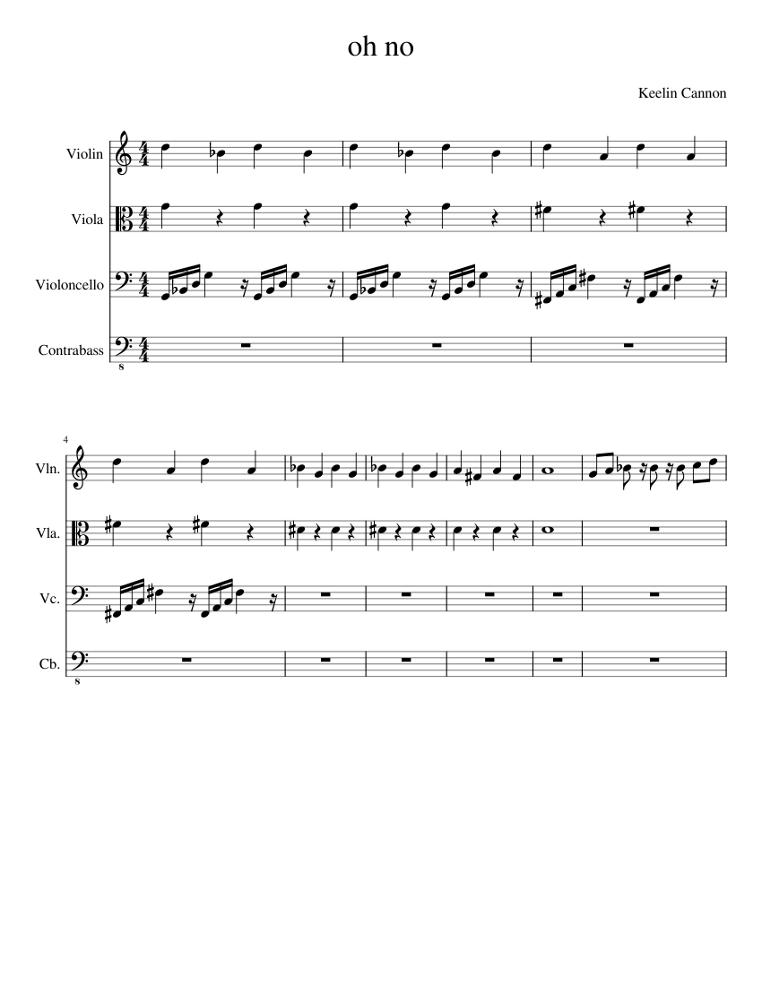 oh_no Sheet music for Contrabass, Violin, Viola, Cello (Mixed Quartet ...