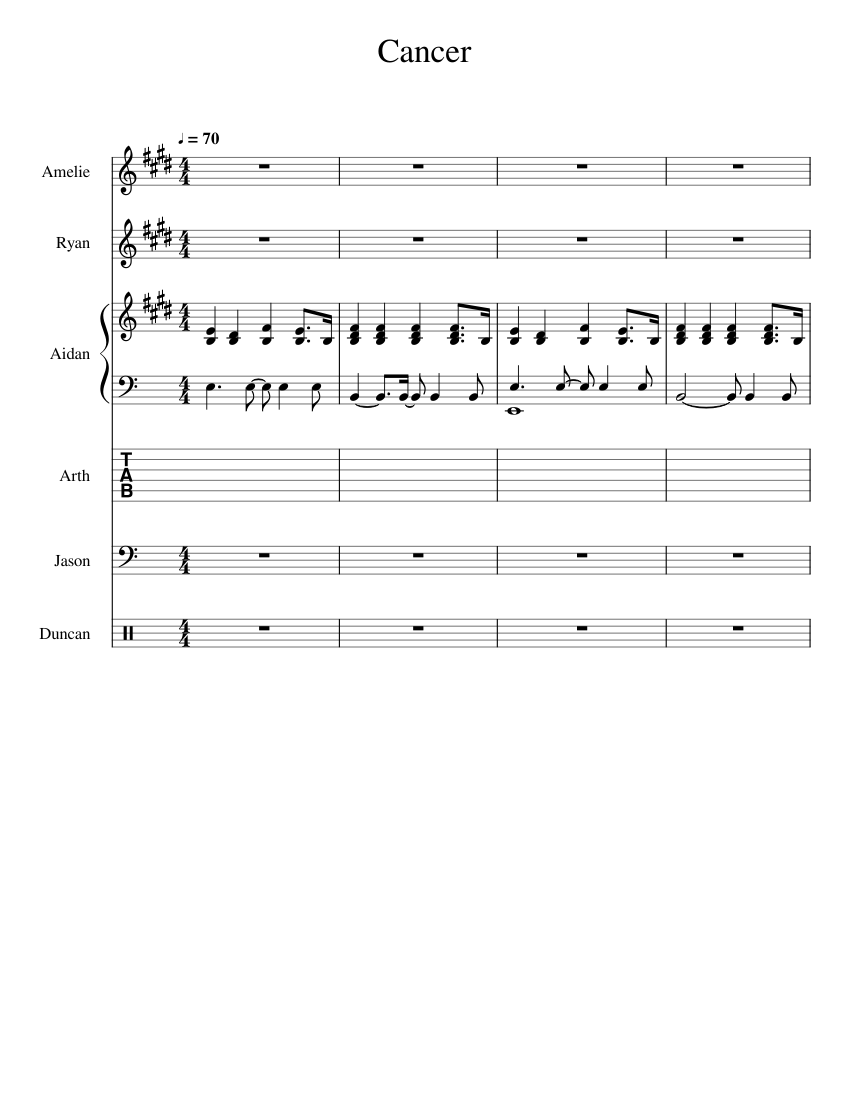 Cancer Sheet music for Piano, Vocals, Guitar, Bass guitar & more ...
