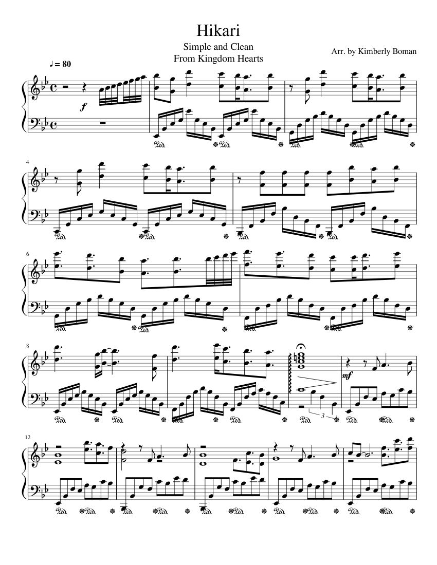 Hikari Sheet Music for Piano (Solo) | MuseScore.com