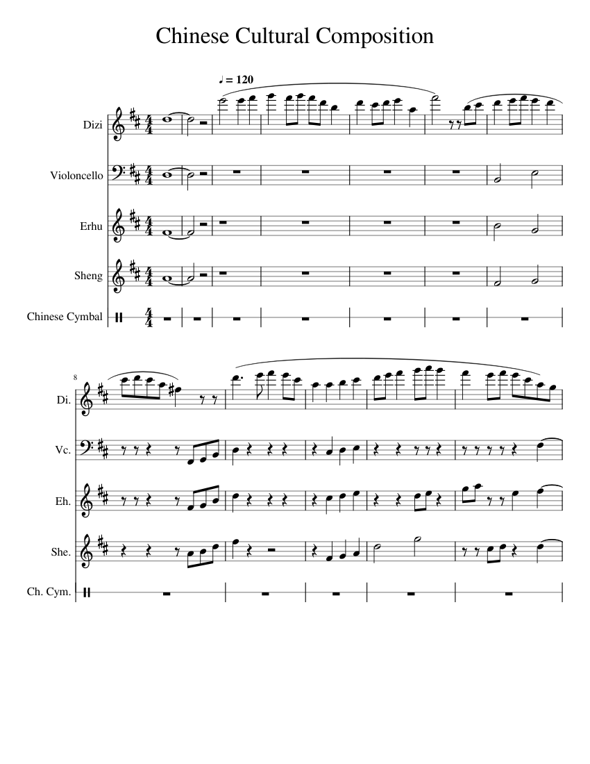 Chinese_Cultural_Composition Sheet music for Cello, Flute other ...