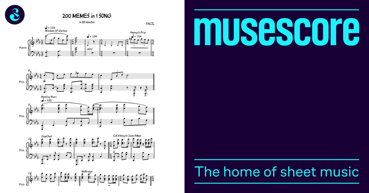 200 MEMES in 1 SONG Sheet Music for Piano (Solo) Easy | MuseScore.com
