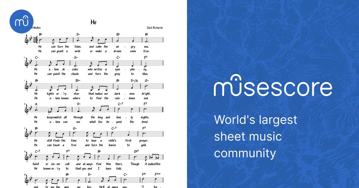 He (Lead sheet with lyrics ) Sheet Music with Chords for Piano (Solo ...