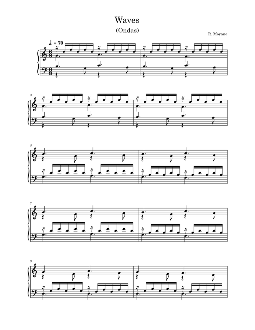 Waves - Rafael Moyano Franco Sheet music for Piano (Solo) Easy ...