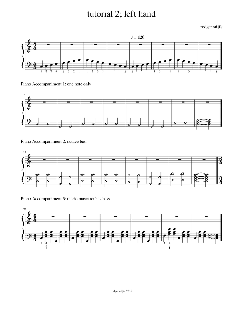Tutorial 2 left hand Sheet music for Piano (Solo) Easy | Musescore.com