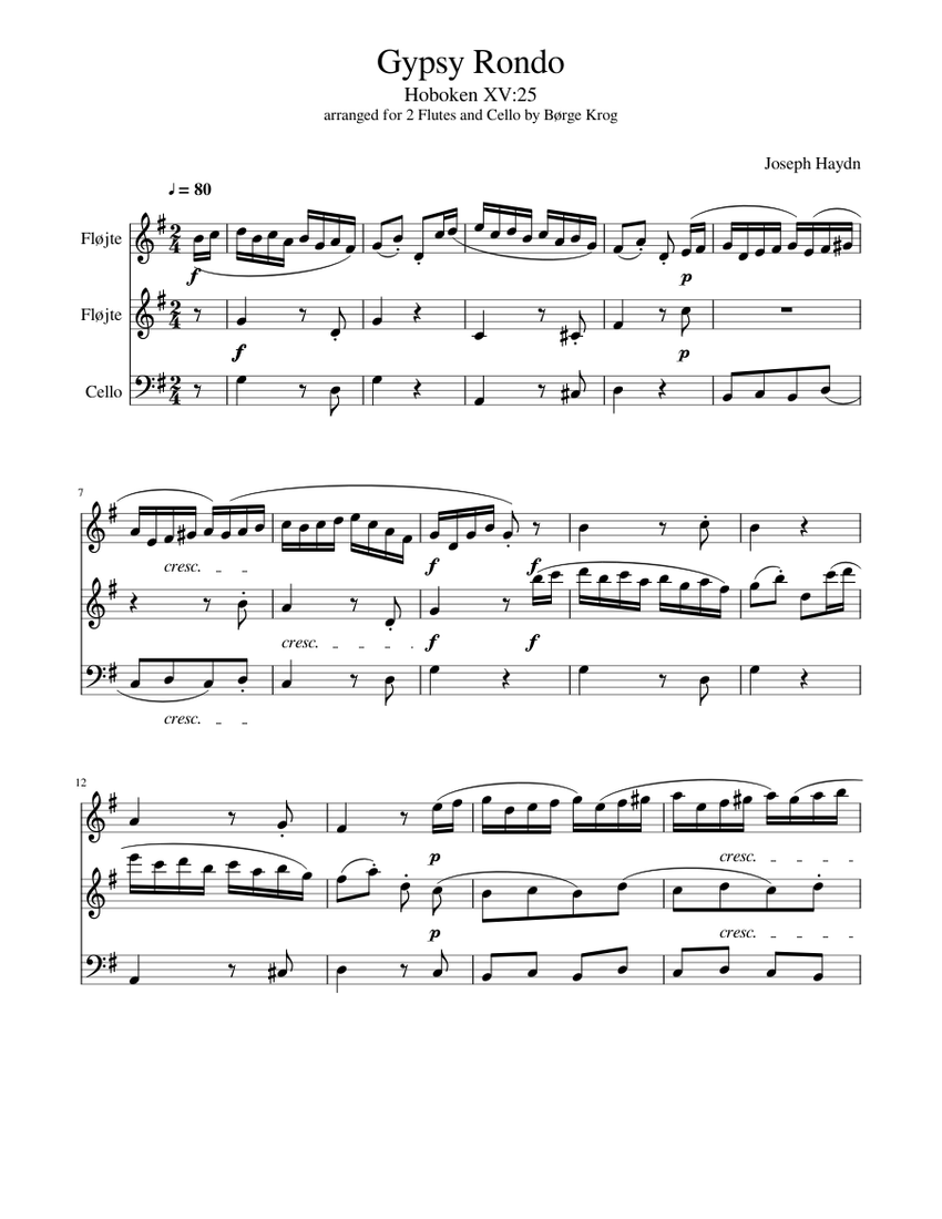 Gypsy Rondo Sheet Music for Flute, Cello (Mixed Trio) | MuseScore.com