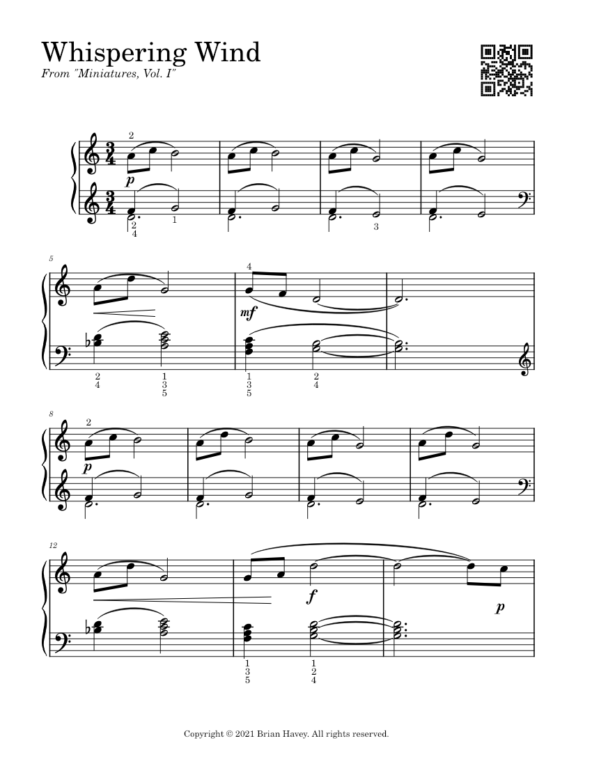 Whispering Wind - Brian Havey Sheet music for Piano (Solo) Easy ...