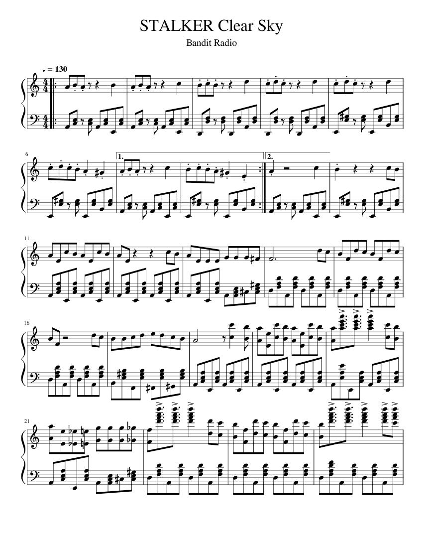 STALKER Clear Sky - Bandit Radio Sheet Music for Accordion (Solo ...