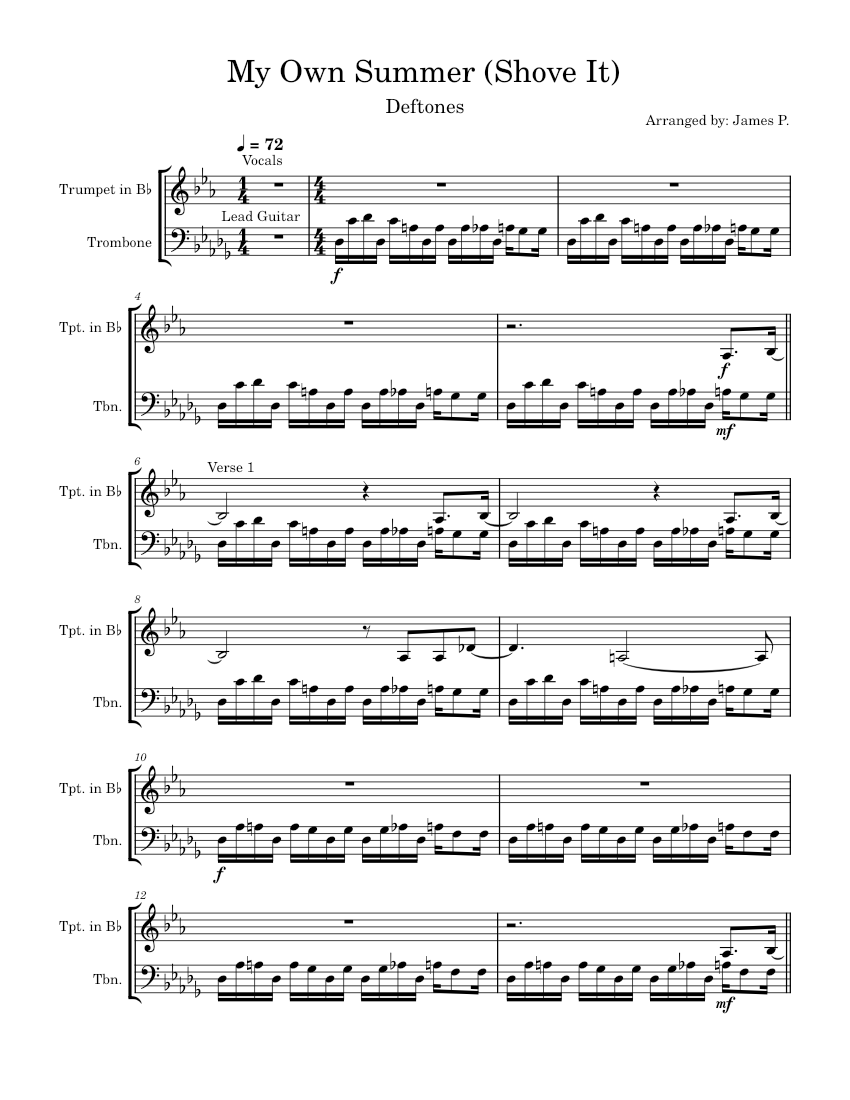 My Own Summer Shove It – Deftones Sheet Music | MuseScore.com