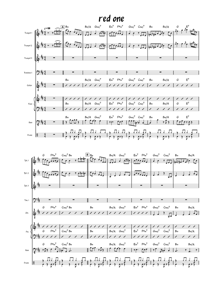 The red one – Pat Metheny red one Sheet Music for Piano, Trombone ...