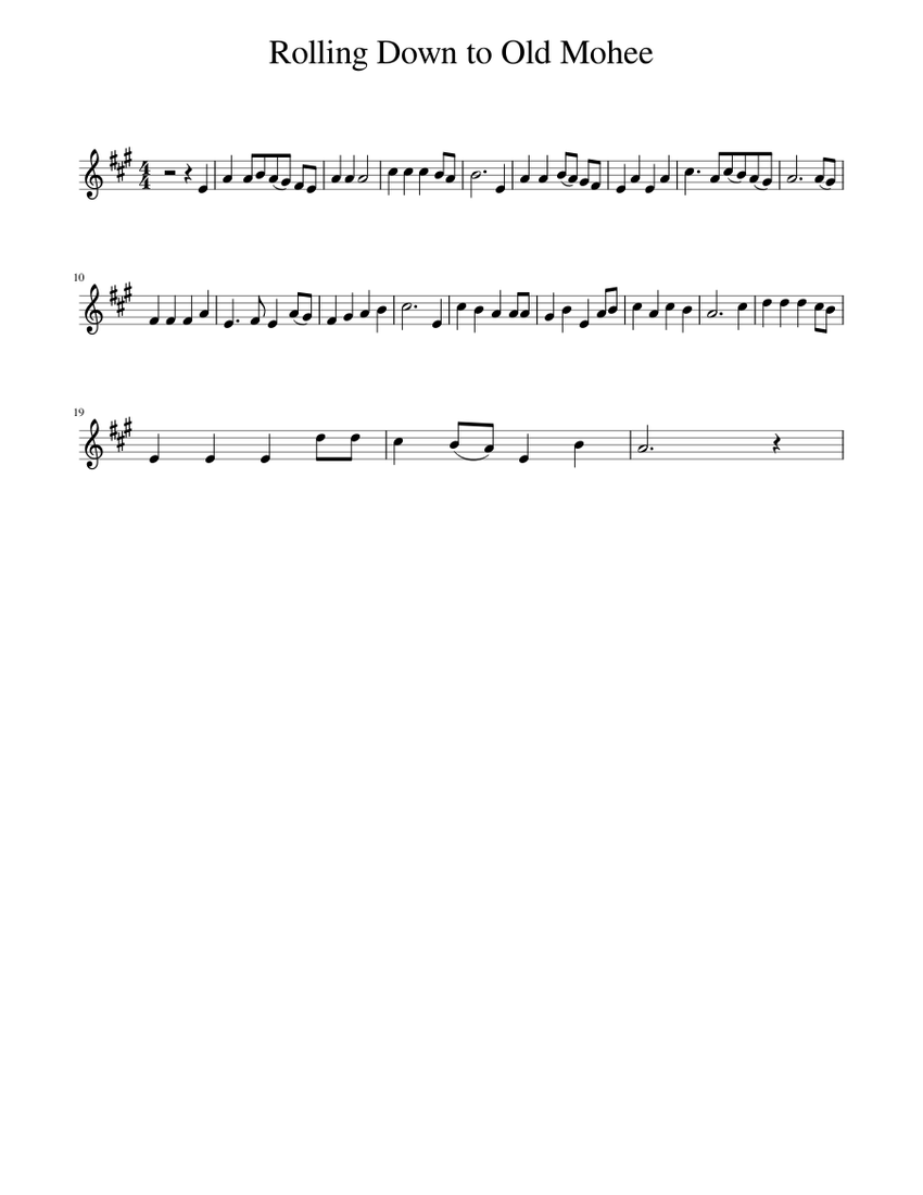Rolling Down to Old Mohee Sheet music for Piano (Solo) | Musescore.com