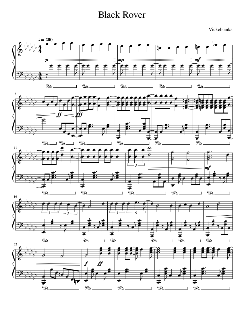 Black Rover Sheet Music for Piano (Solo) | MuseScore.com