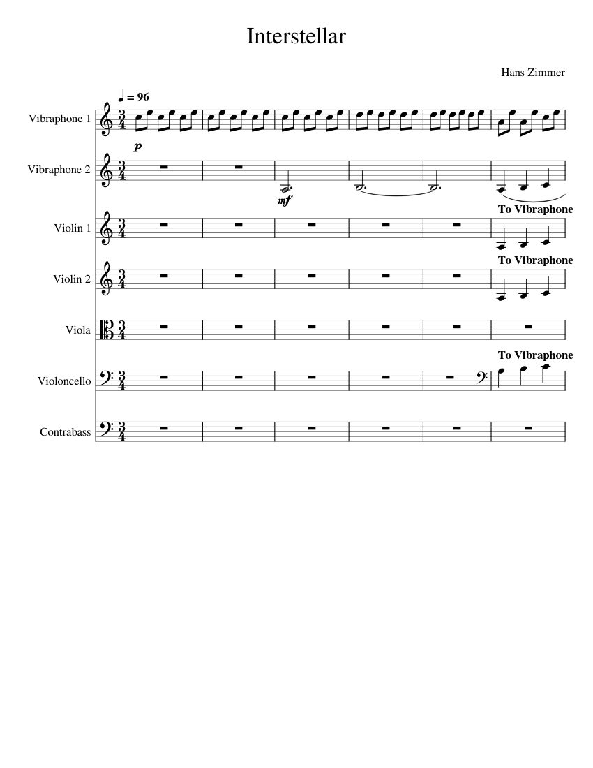 Interstellar – Hans Zimmer Sheet music for Contrabass, Vibraphone ...