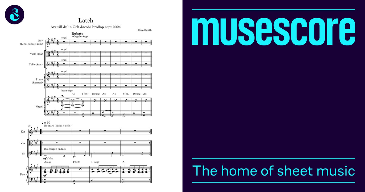 Latch Sheet music for Piano, Organ, Viola, Cello & more instruments ...