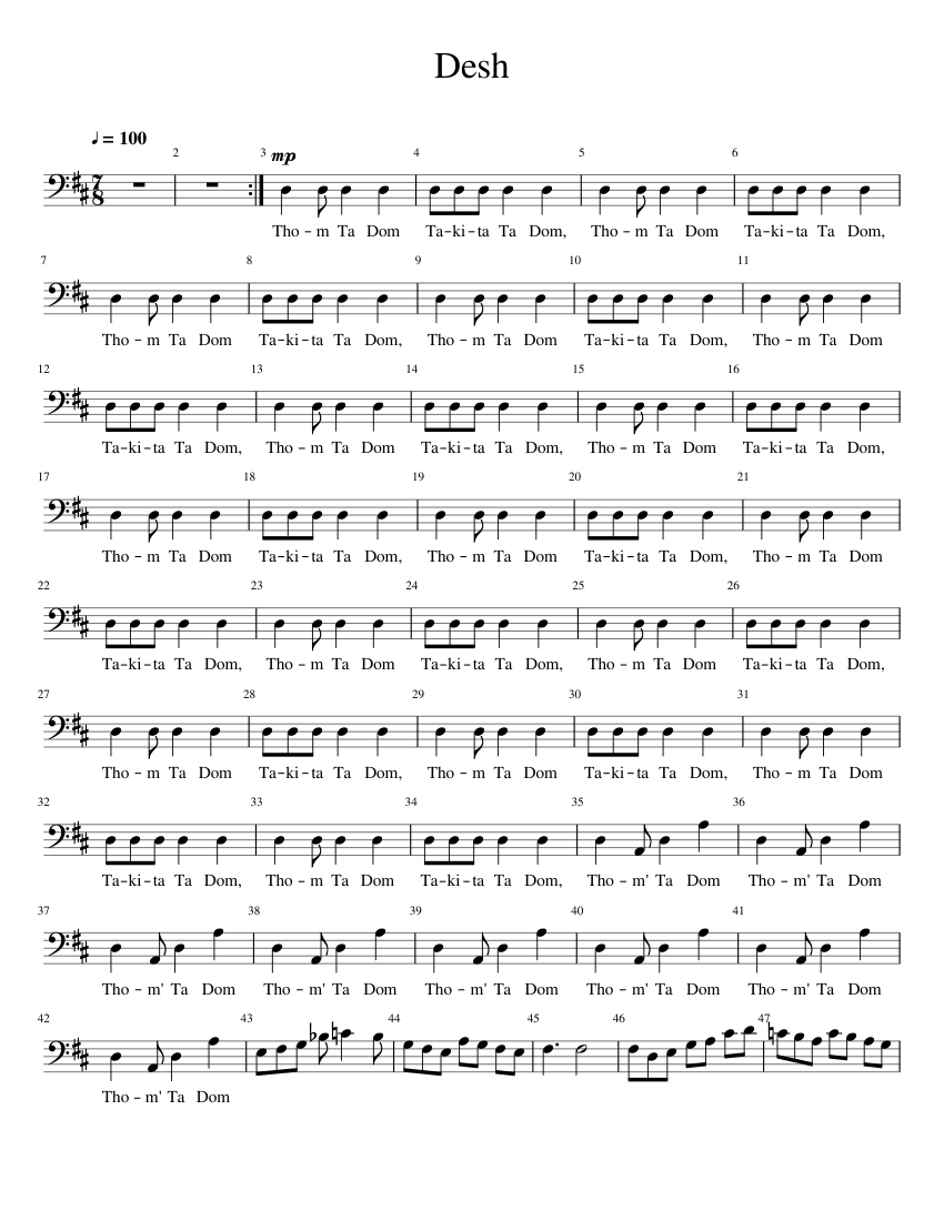 Desh Sheet music for Male (Solo) | Musescore.com