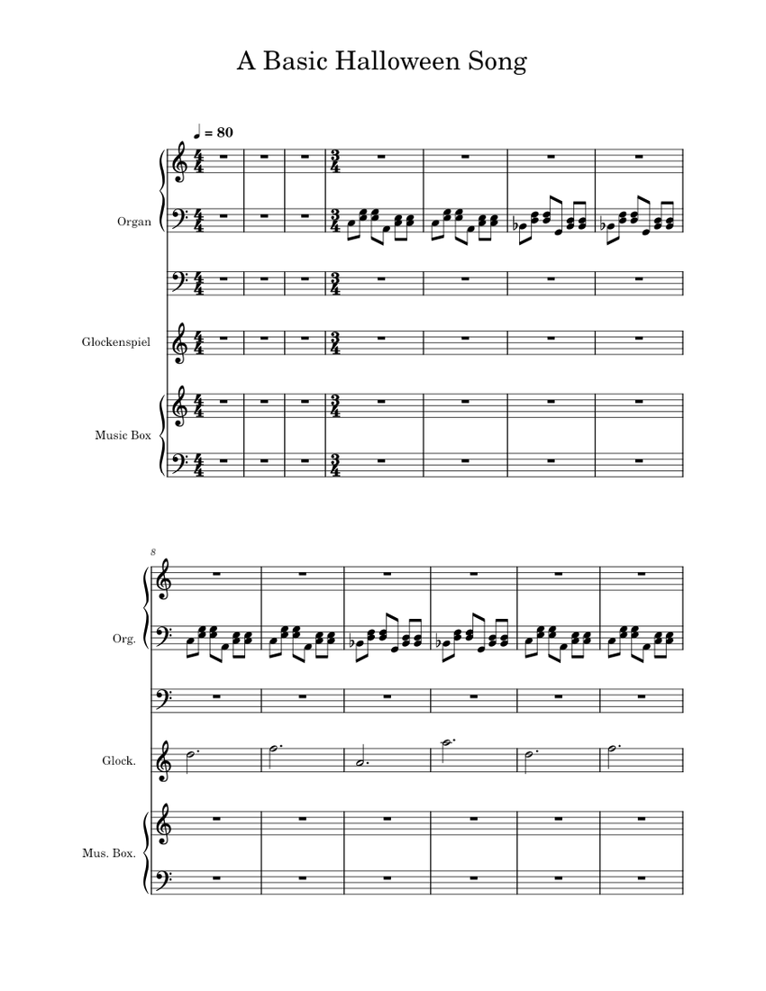 A Basic Halloween Song Sheet music for Piano, Organ, Glockenspiel ...