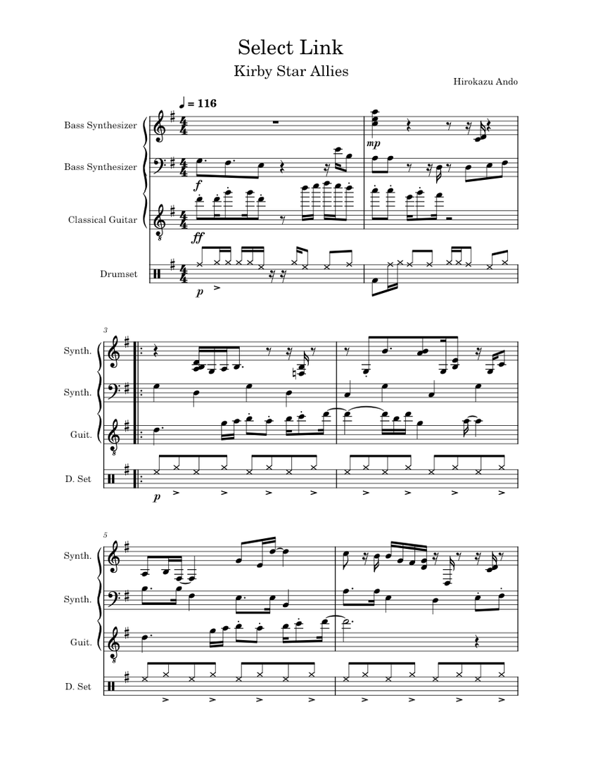 Select Link - Kirby Star Allies – Hirokazu Ando (8-bit) Sheet music for ...