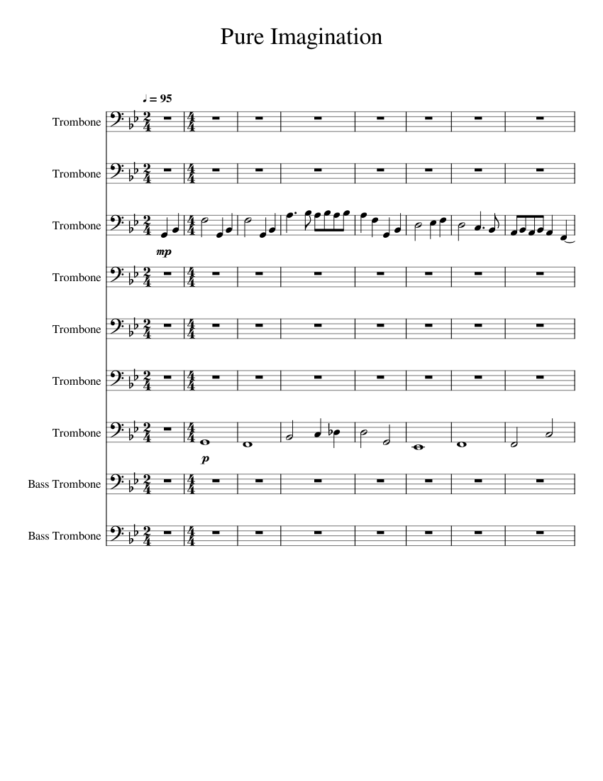Pure Imagination Trombone Choir Sheet music for Trombone (Brass ...