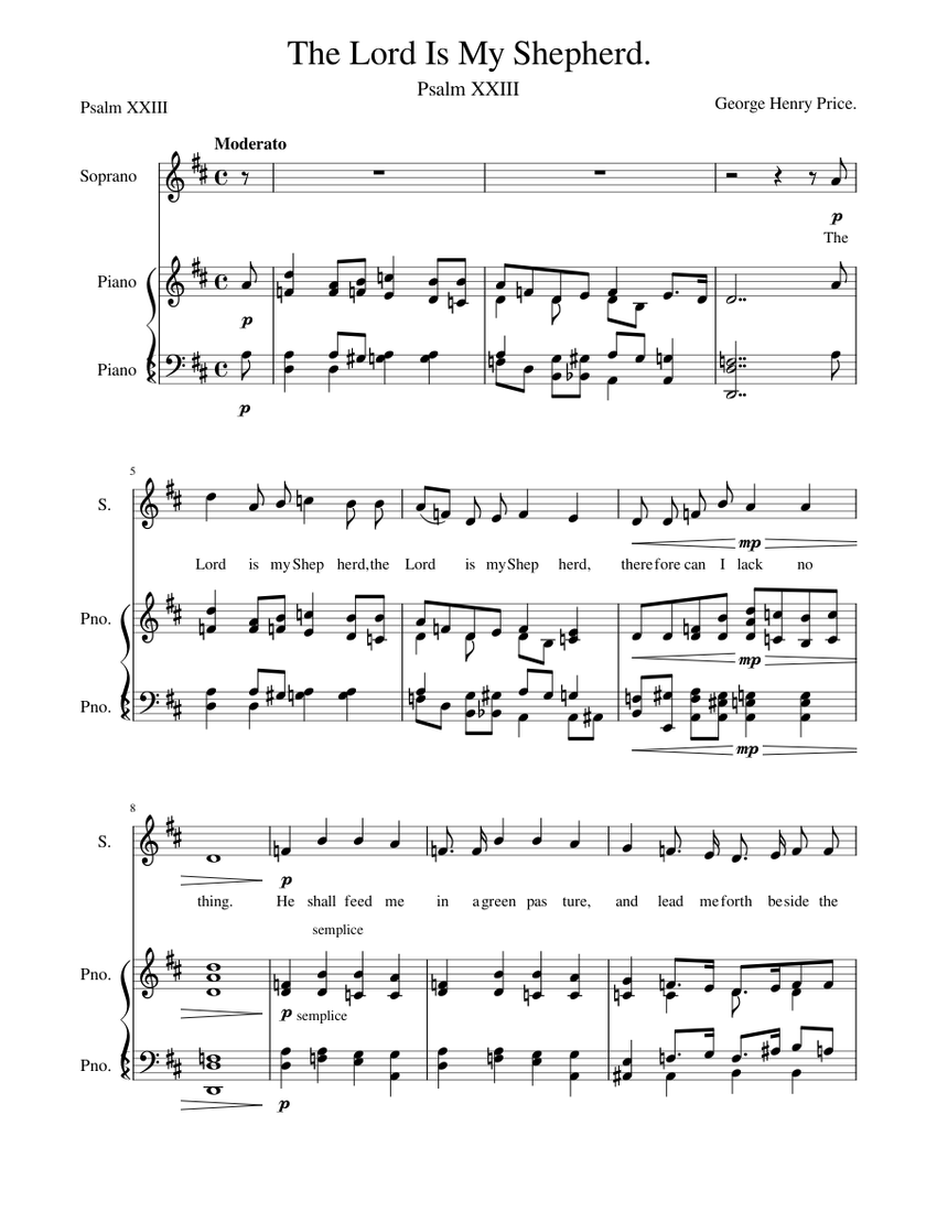 The_Lord_Is_My_Shepherd. Sheet music for Piano, Soprano (Mixed Trio ...