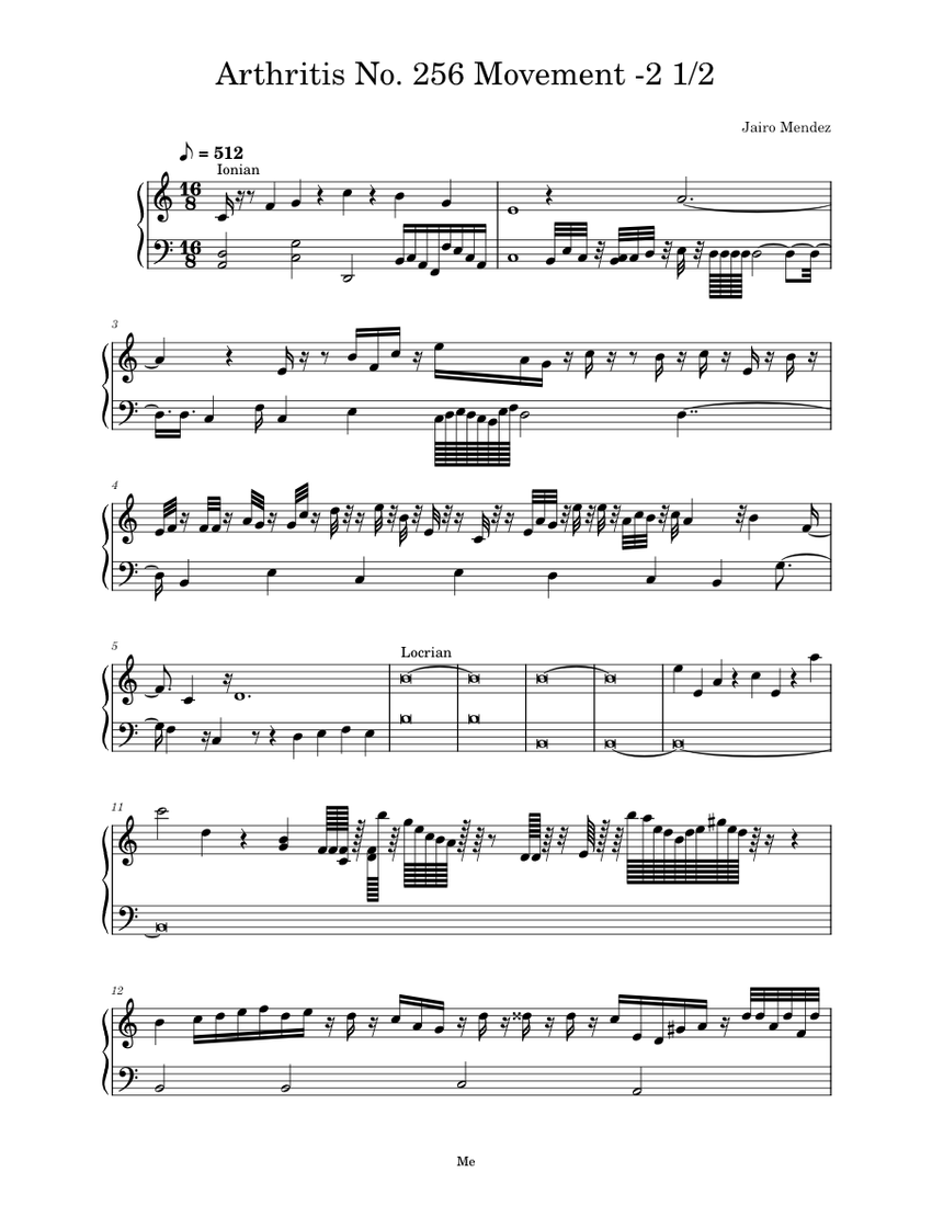 Arthritis No. 256 Movement -2 1 2 Sheet music for Piano (Solo ...