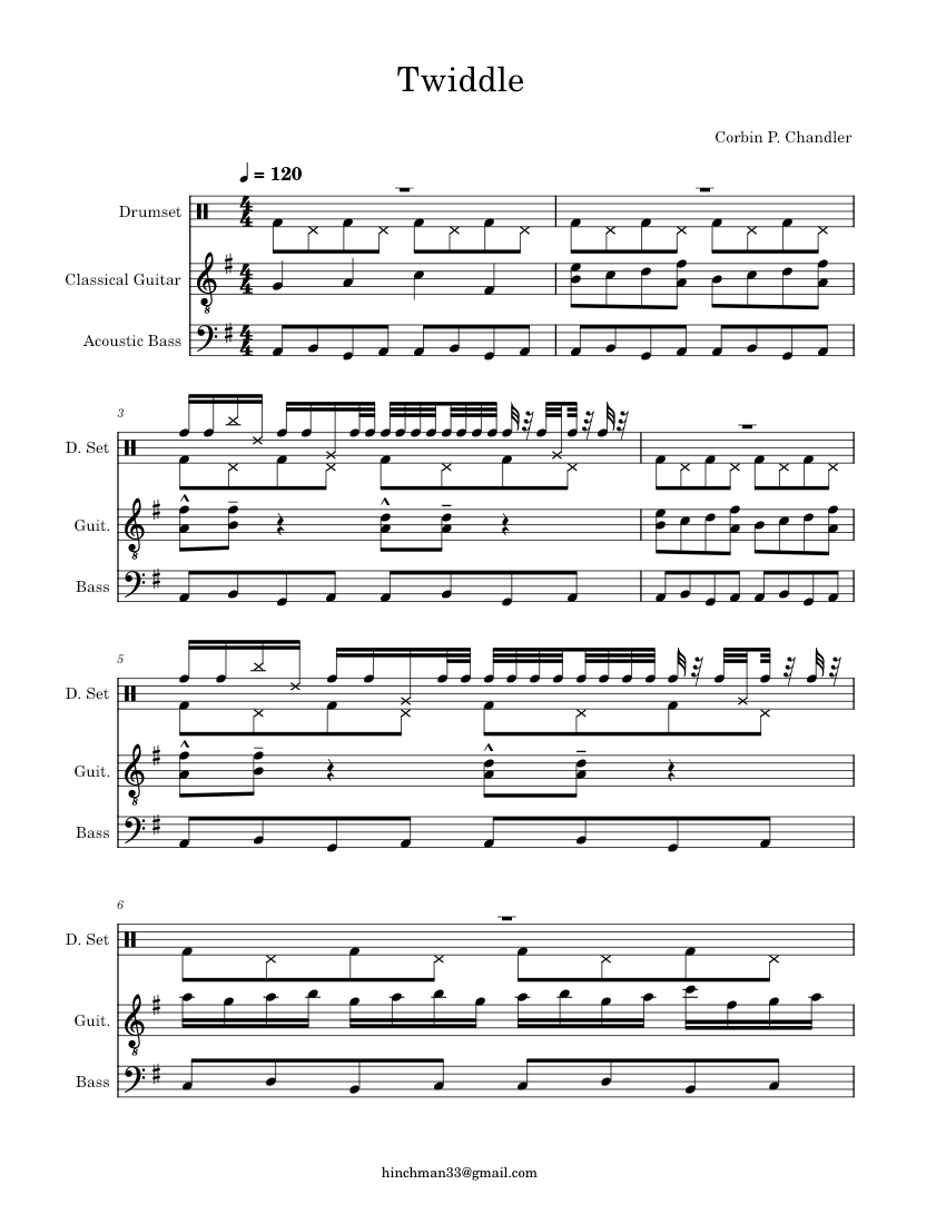 Twiddle Sheet music for Guitar, Bass guitar, Drum group (Solo) | Musescore.com