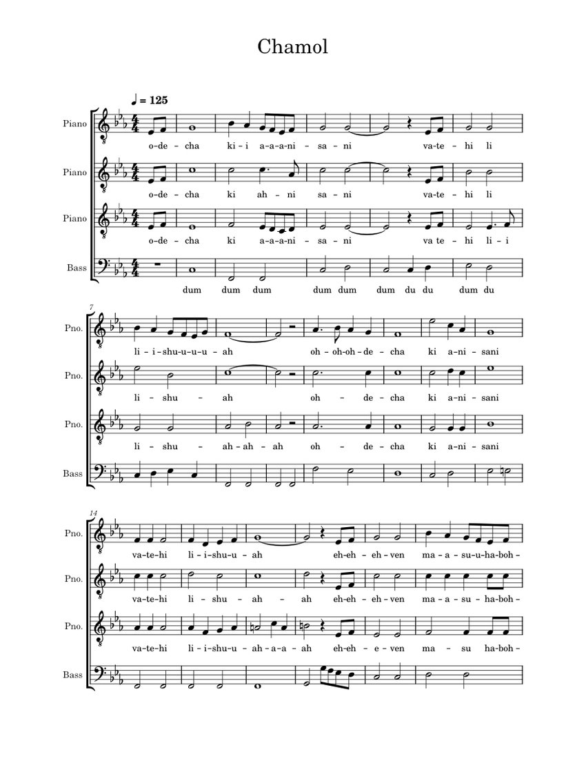 Chamol – Shloime Dachs Odecha to chamol Sheet music for Piano (A ...