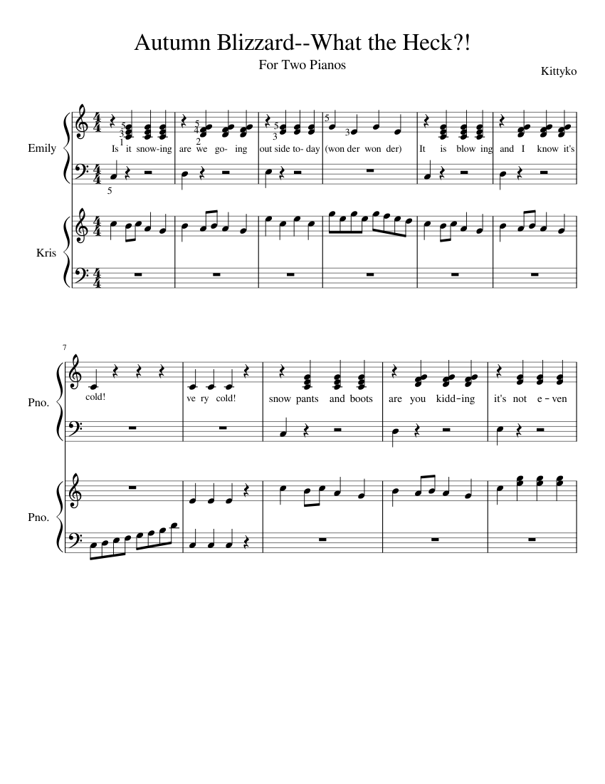 autumn blizzard--what the heck! Sheet music for Piano (Piano Duo ...