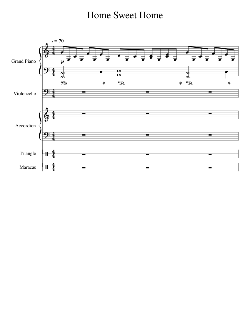 Home_Sweet_Home Sheet music for Piano, Accordion, Cello, Triangle ...