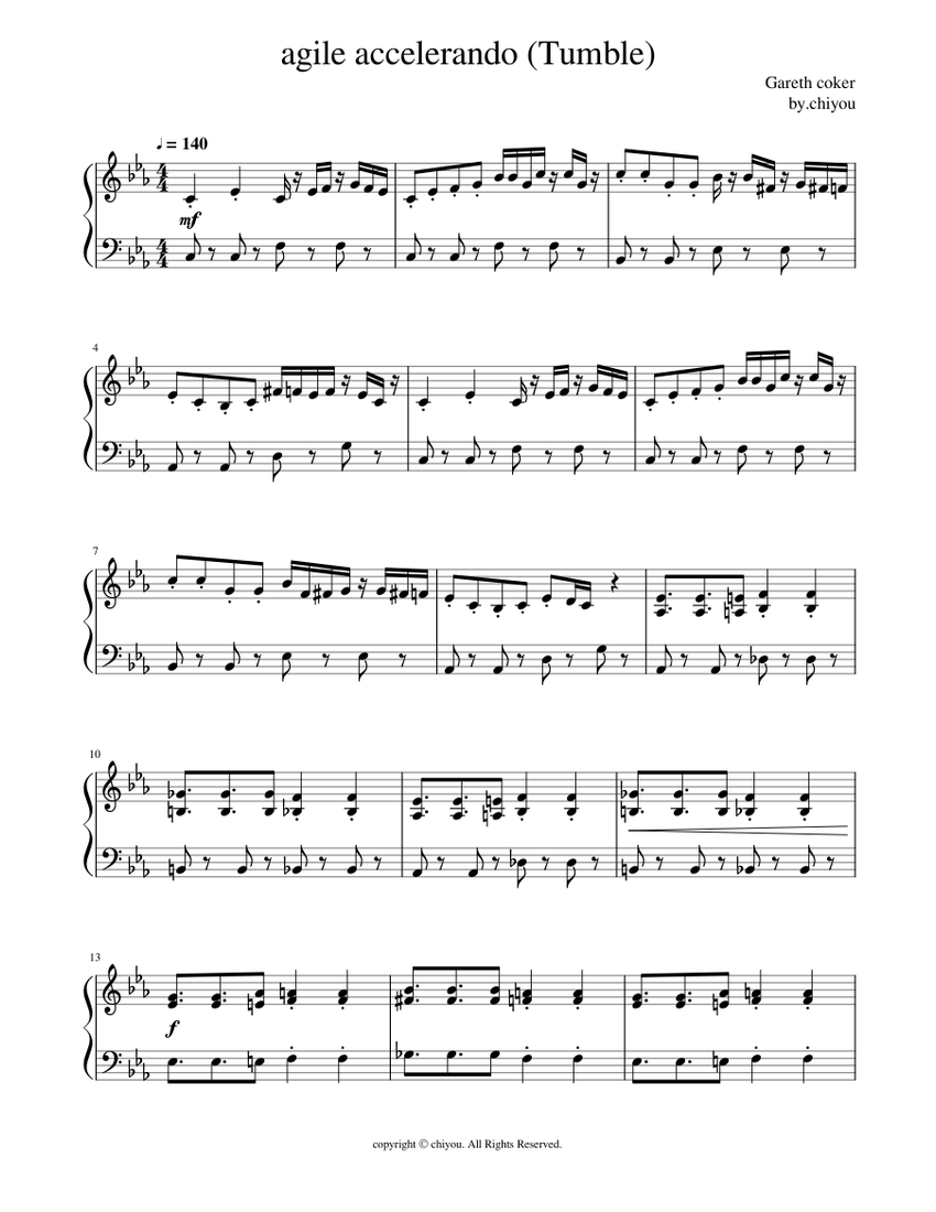 Agile Accelerando (Tumble) easy Sheet music for Piano (Solo ...