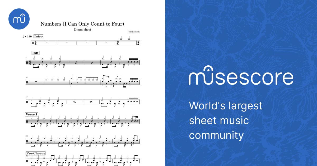 Numbers (I Can Only Count to Four) - Psychostick Sheet Music for Drum ...