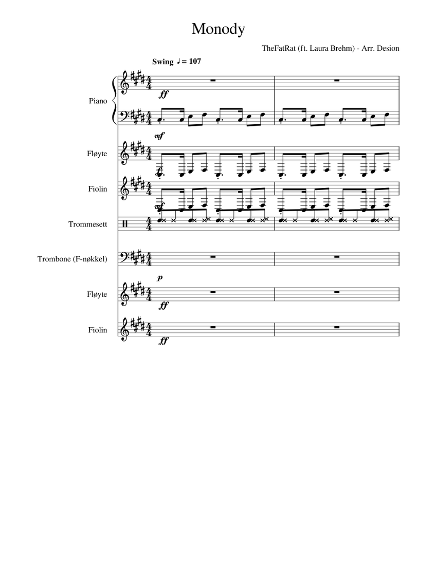 Monody(remiks) Sheet music for Piano, Trombone, Flute, Violin & more ...