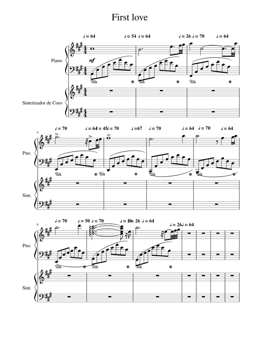 First love 2 Sheet music for Piano, Synthesizer (Mixed Duet ...