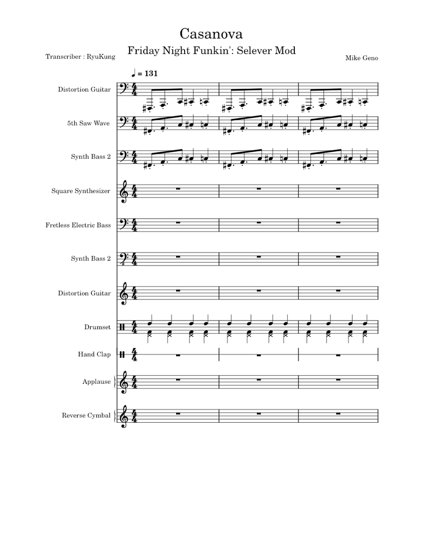 Casanova – Friday Night Funkin' Selever Mod Sheet Music for Piano ...