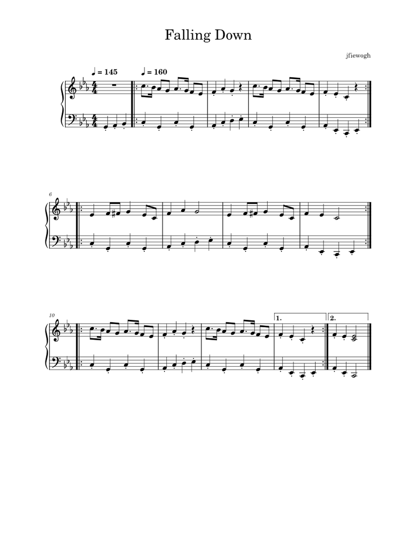Falling Down Sheet music for Piano (Solo) | Musescore.com