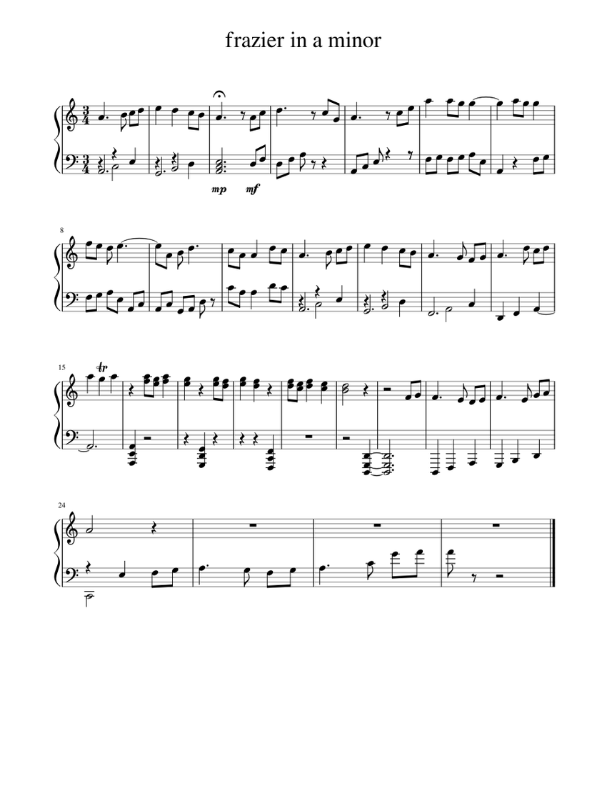frazier in a minor Sheet music for Piano (Solo) | Musescore.com