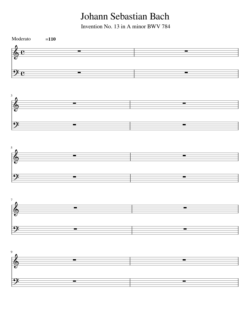 Johann Sebastian Bach - Invention No. 13 in A minor BWV 784 for Piano ...