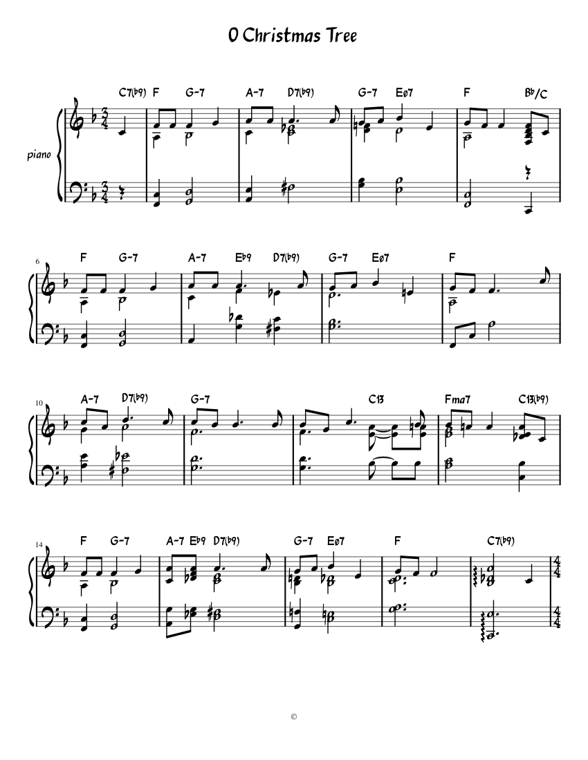 O Christmas Tree Sheet music for Piano, Bass guitar, Drum group (Piano ...
