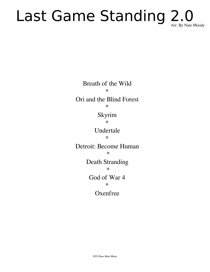 Last Game Standing 2.0 Sheet music for Piano, Trombone, Tuba, Flute ...