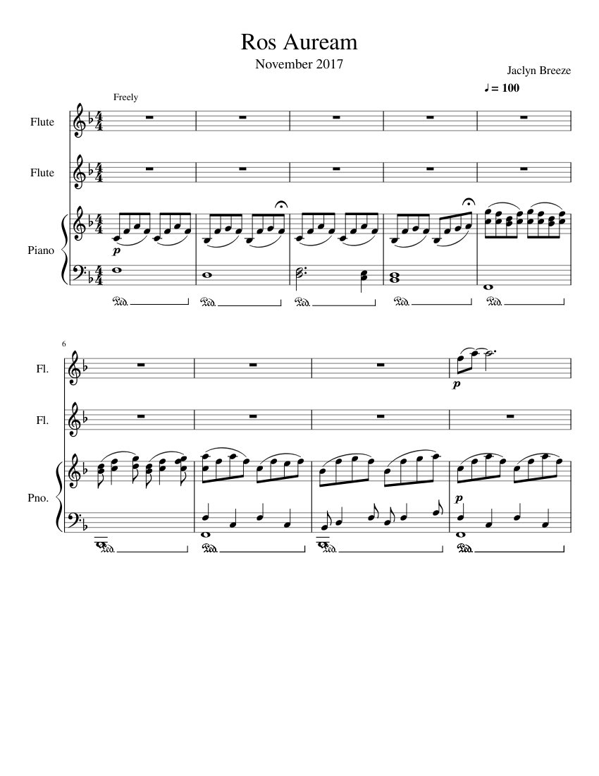 Ros Aureum Sheet music for Piano, Flute (Mixed Trio) | Musescore.com