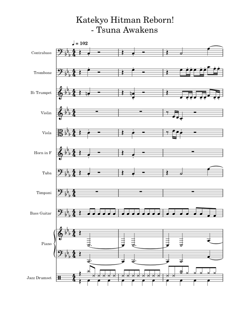 Katekyo Hitman Reborn! - Tsuna Awakens Sheet Music for Piano, Trombone ...