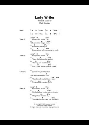 Play Official version of Lady writer Sheet Music by Dire Straits for ...