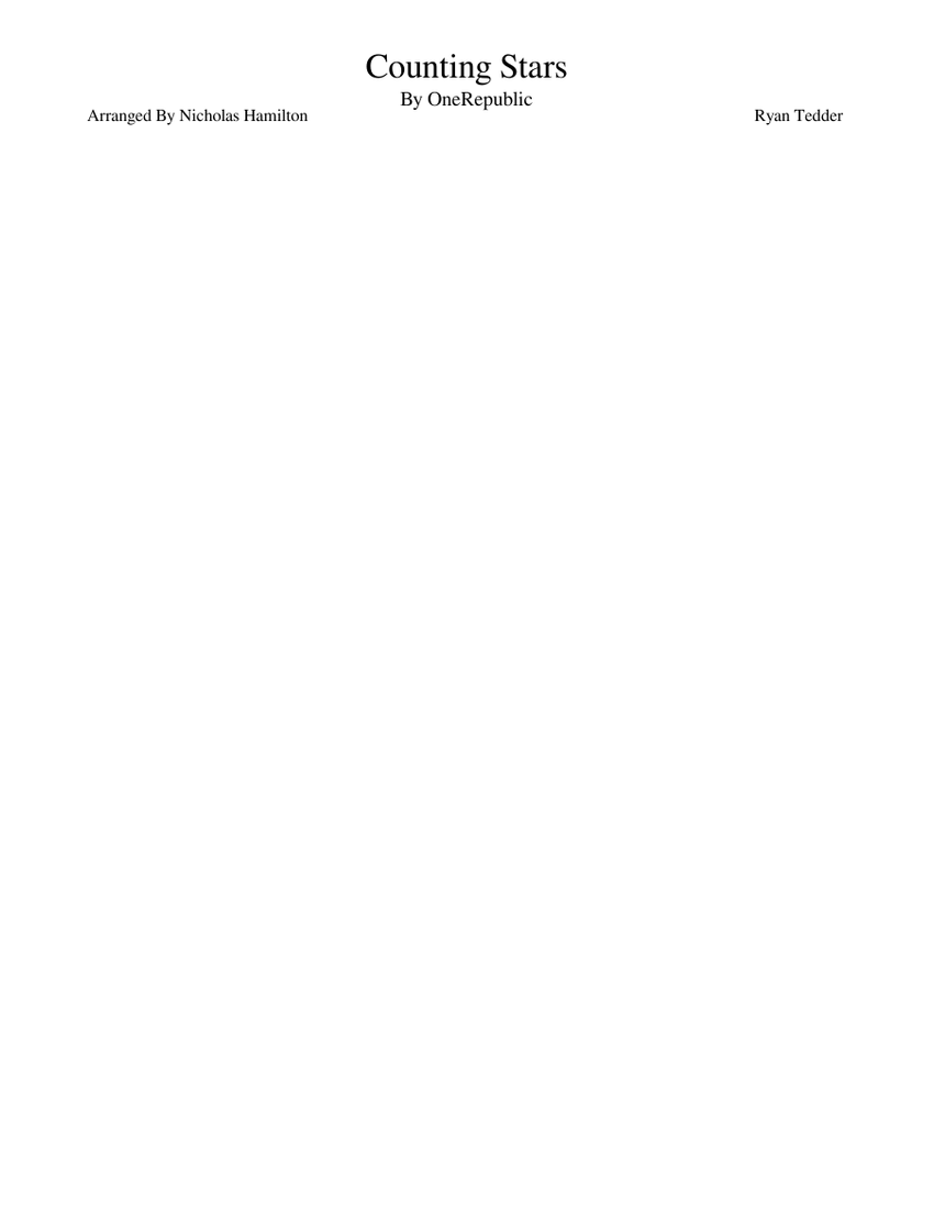 Counting Stars Sheet Music for Piano, Vocals, Guitar, Bass guitar ...