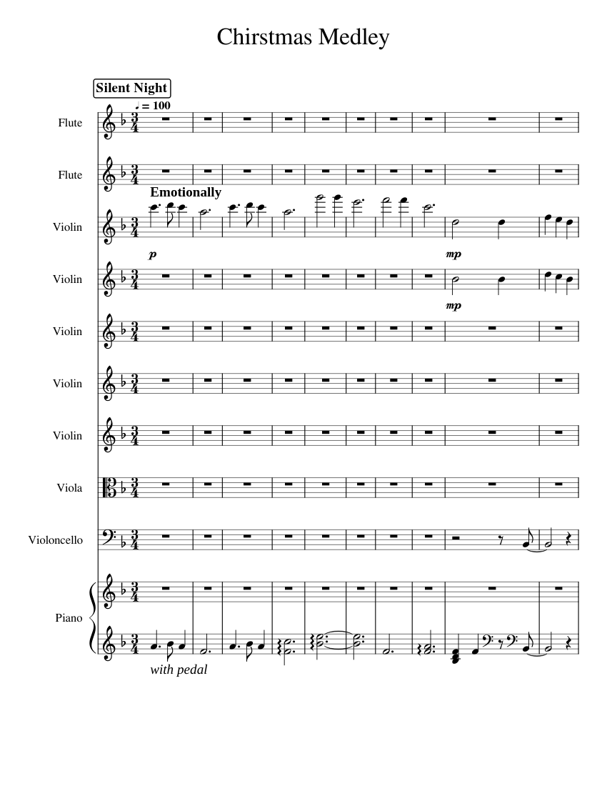 Christmas Medley Sheet Music for Piano, Flute, Violin, Viola & more ...